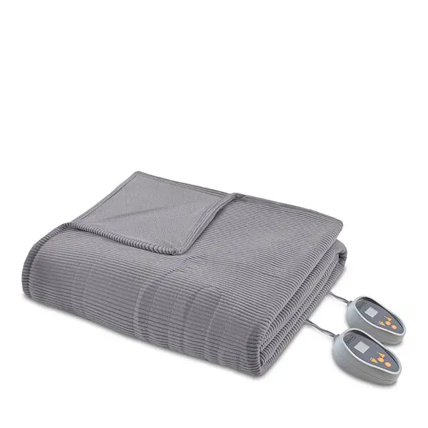 BEAUTYREST Electric Microfleece Heated Blanket, Twin - Gray