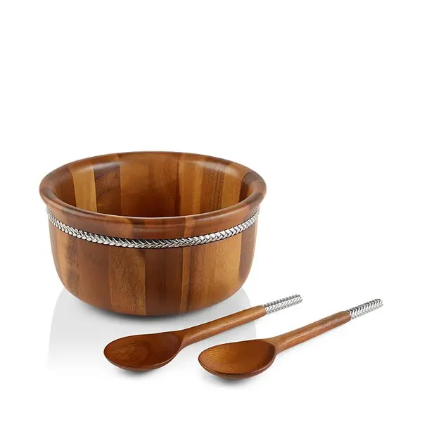 NAMBE Braid Salad Bowl & Server Set - Brown