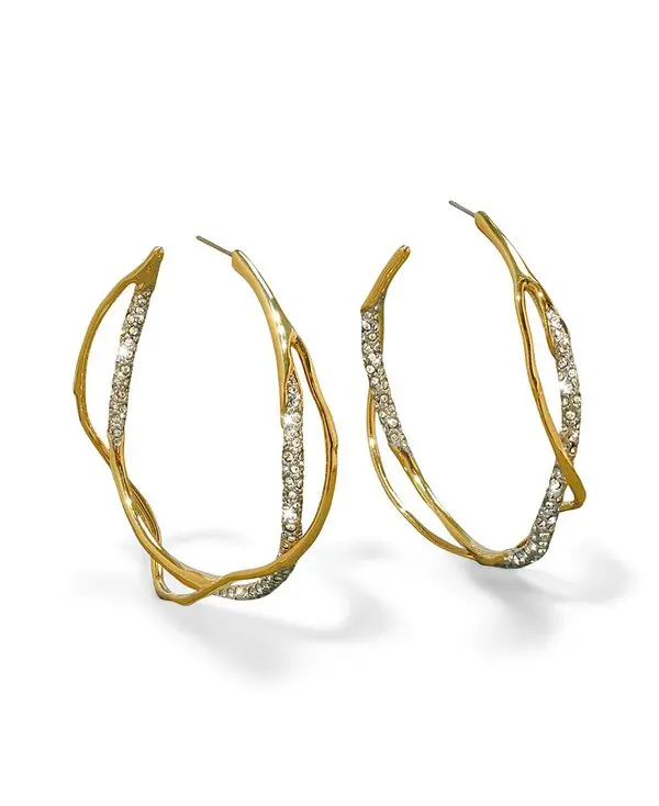 Alexis Bittar Intertwined Two Tone Pave Hoop Earrings - Gold