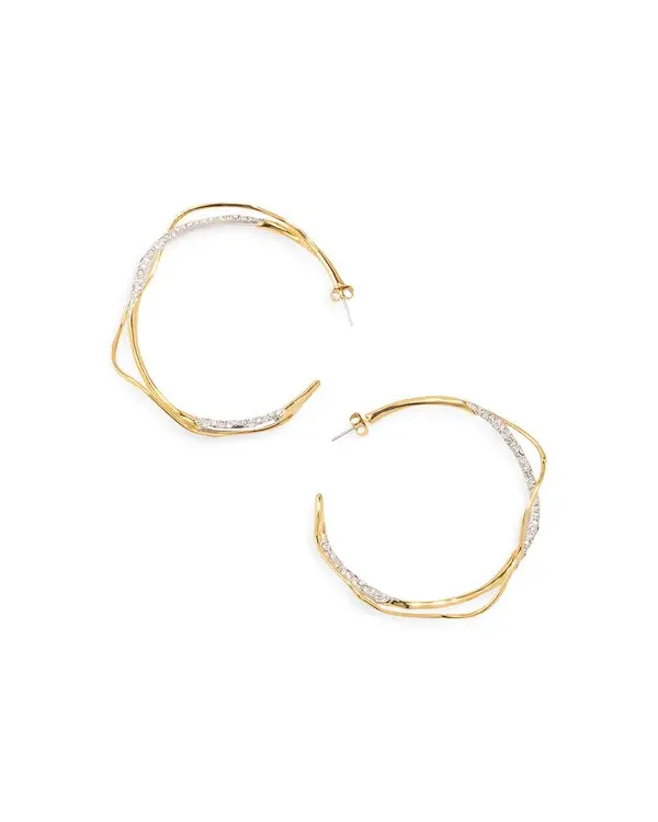 Alexis Bittar Intertwined Two Tone Pave Hoop Earrings - Gold