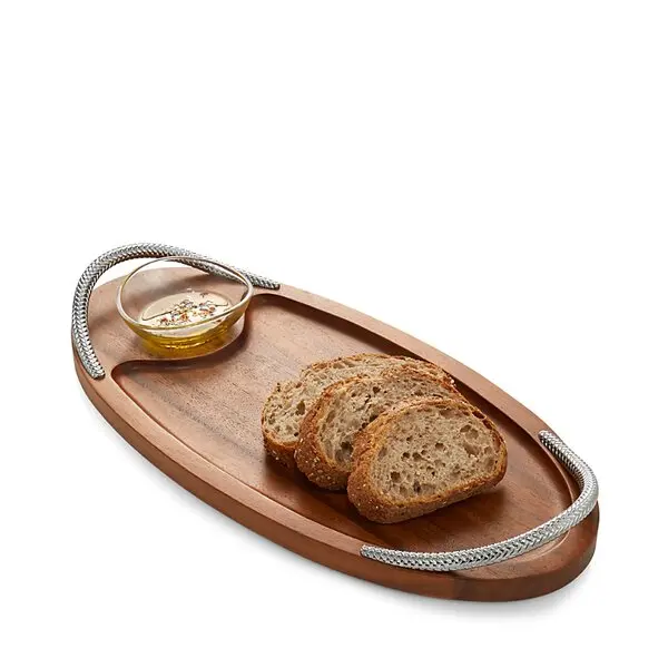 NAMBE Braid Serving Board With Dish - Brown