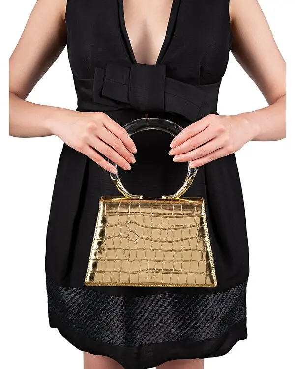 Alexis Bittar Lucite Quad Bag - Gold Croc/gold/clear