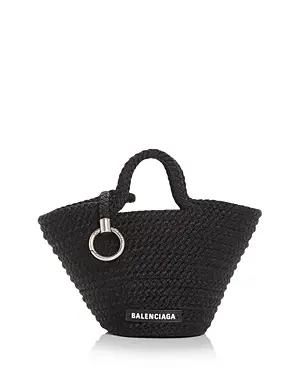 Balenciaga Ibiza Mini Basket With Strap - Black/white