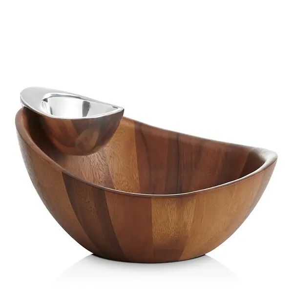 NAMBE Harmony Chip & Dip Bowl Set - Silver/brown