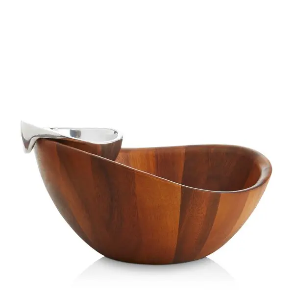 NAMBE Harmony Chip & Dip Bowl Set - Silver/brown