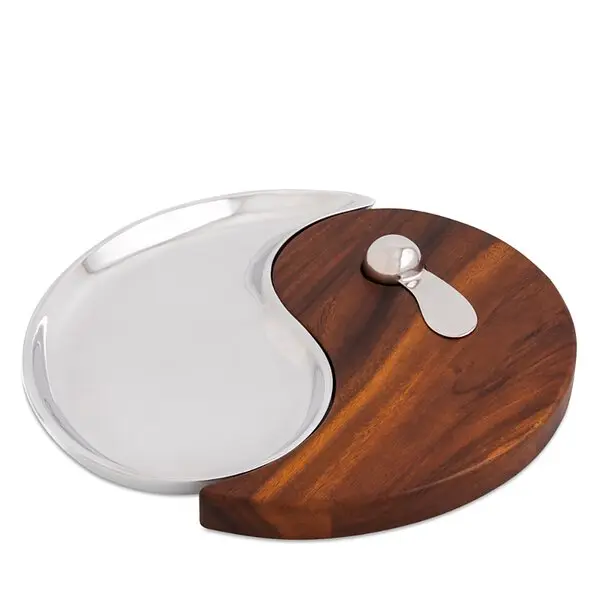 NAMBE Yin Yang Cheese Board And Spreader - Brown