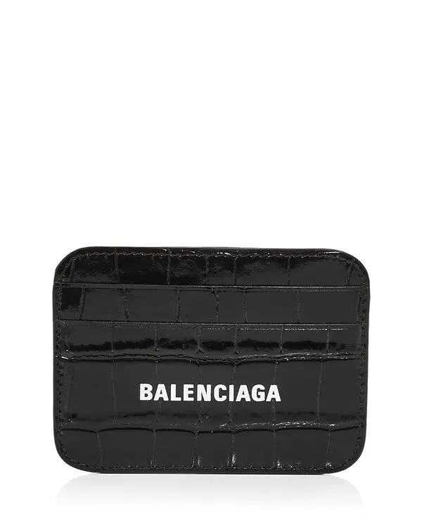 Balenciaga Cash Card Holder - Black Croc/white
