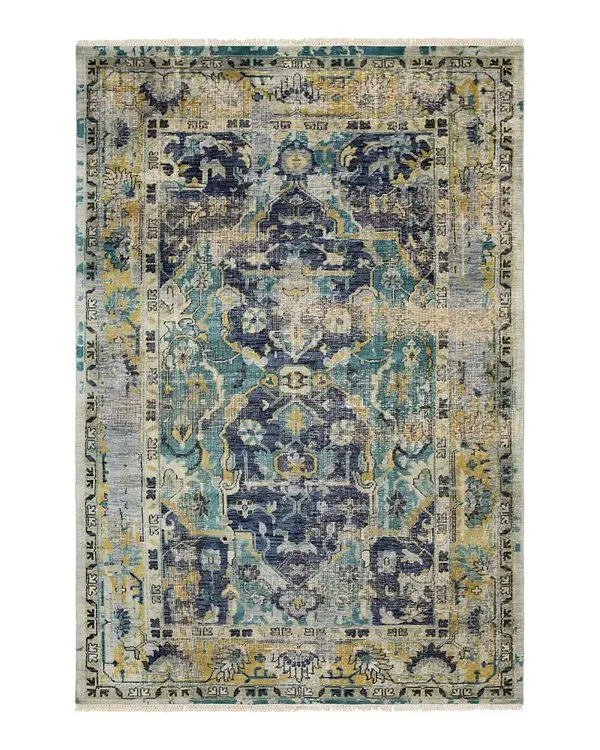SURYA Festival Area Rug, 2' X 3 - Navy/teal/taupe/white