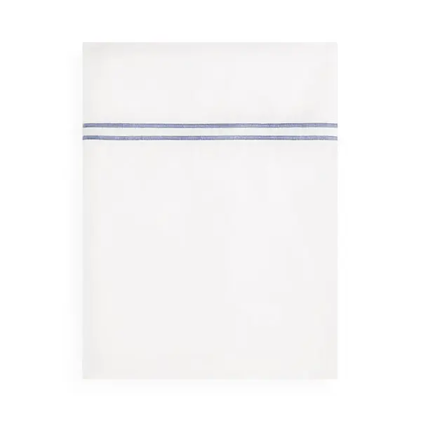 SFERRA Grande Hotel Flat Sheet, Twin - White/cornflower Blue