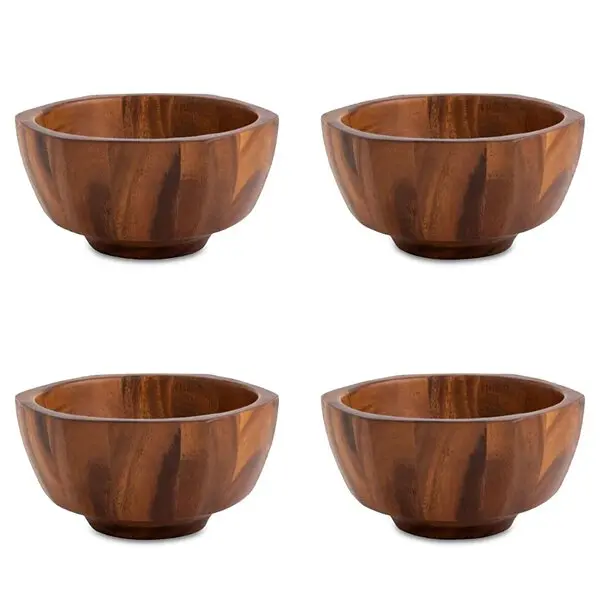 NAMBE Rivet Individual Salad Bowls, Set Of 4 - Brown