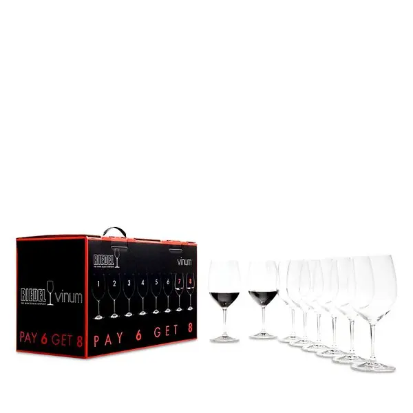 RIEDEL Vinum Cabernet Glasses, Buy 6 Get 8 - Clear