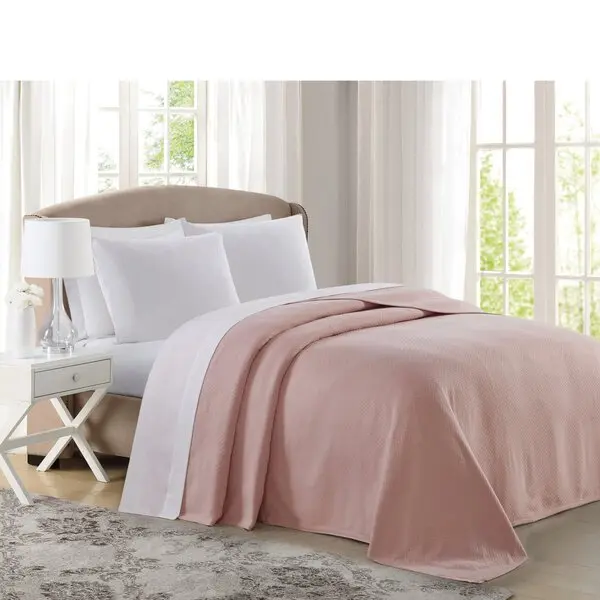 CHARISMA Deluxe Woven Cotton Blanket, King - Blush