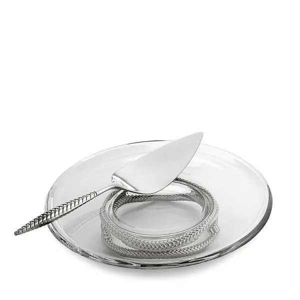 NAMBE Braid Cake Plate With Server - Clear/silver