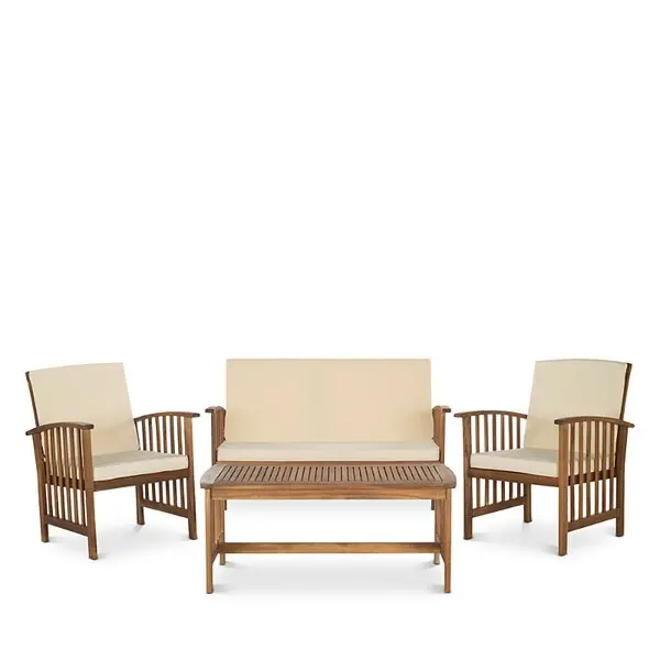 SAFAVIEH Rocklin 4 Piece Outdoor Living Set - Natural