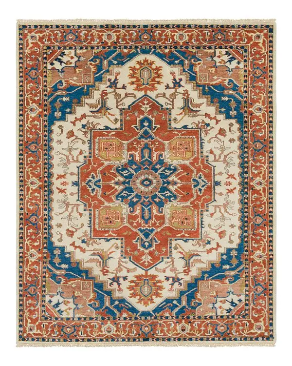 SURYA Zeus Zeu-8002 Area Rug, 2' X 3 - Orange/sky Blue/camel