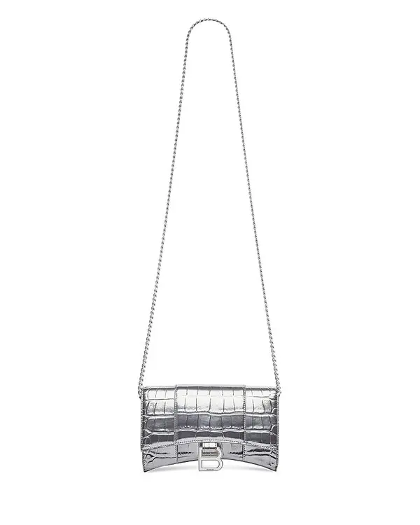 Balenciaga Hourglass Wallet On Chain - Silver