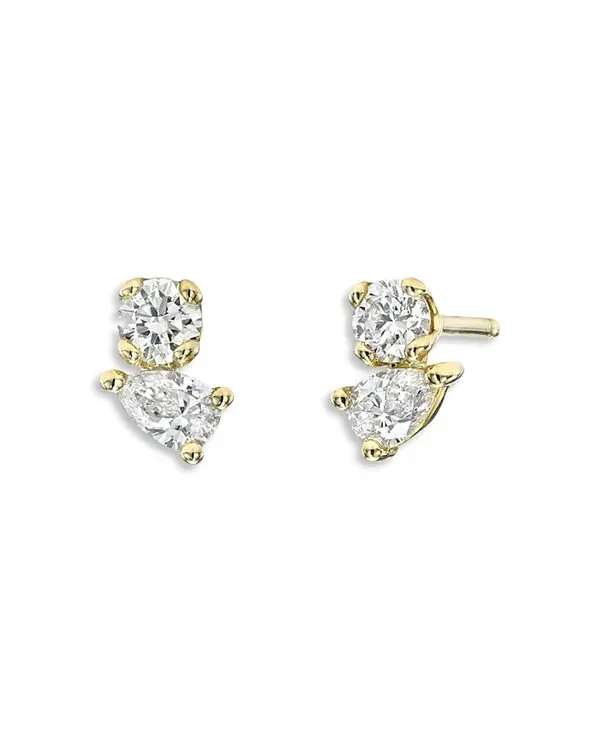 ZOE LEV 14k Yellow Toi Et Moi Stud Earrings - Gold