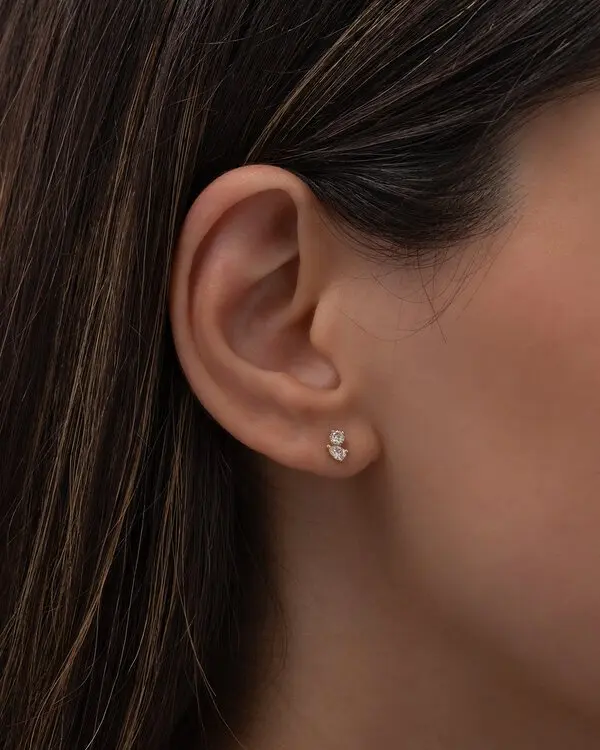 ZOE LEV 14k Yellow Toi Et Moi Stud Earrings