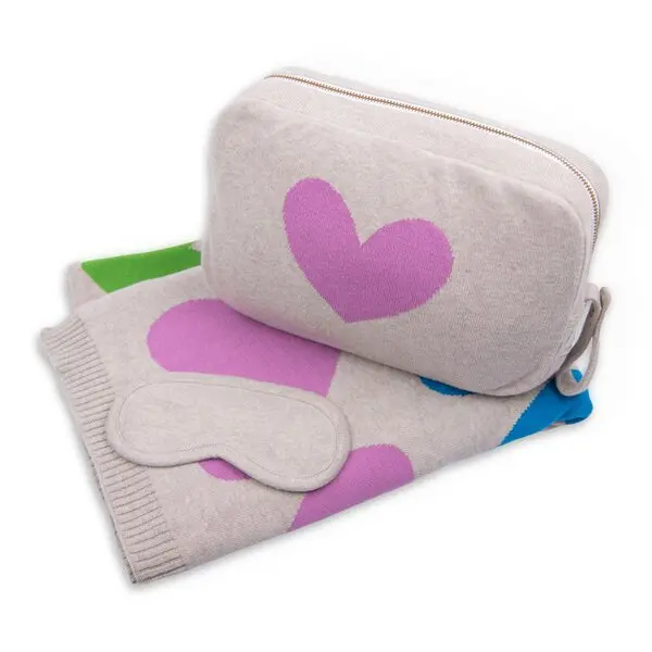 PINK LEMONADE Hearts Travel Throw Blanket