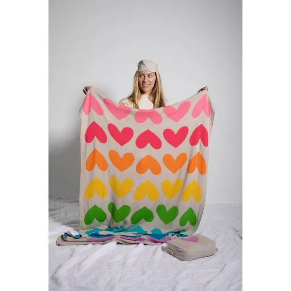 PINK LEMONADE Hearts Travel Throw Blanket