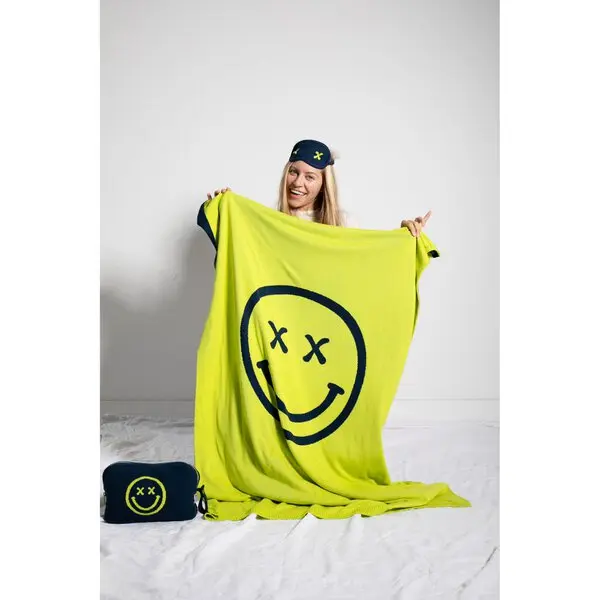 PINK LEMONADE Smiley Travel Throw Blanket