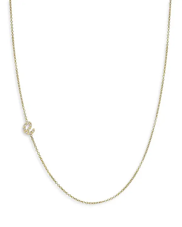 ZOE LEV 14k Yellow Gold Diamond Script Initial Necklace - E