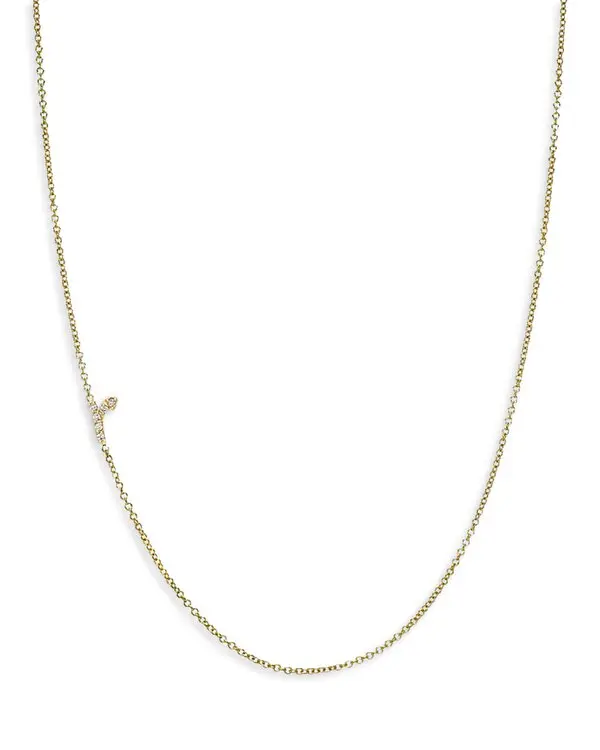 ZOE LEV 14k Yellow Gold Diamond Script Initial Necklace - R