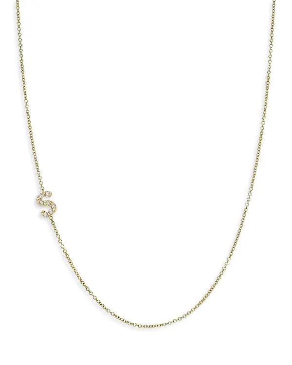 ZOE LEV 14k Yellow Gold Diamond Script Initial Necklace - S