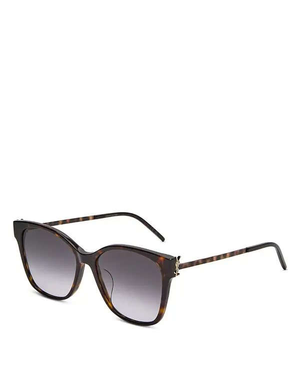 Saint Laurent Square Sunglasses, 56mm - Havana/gray Gradient