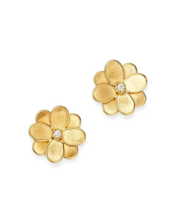 Marco Bicego 18k Yellow Gold Diamond Flower Stud Earrings - White/gold