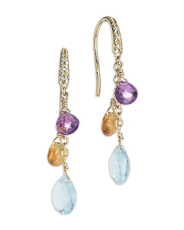 Marco Bicego 18k Yellow Gold Paradise Gemstone Drop Earrings - Gold/orange