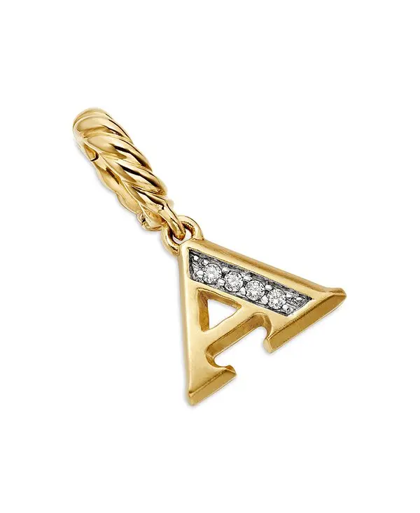 David Yurman 18k Gold Amulets Diamond Initial Pendant - A