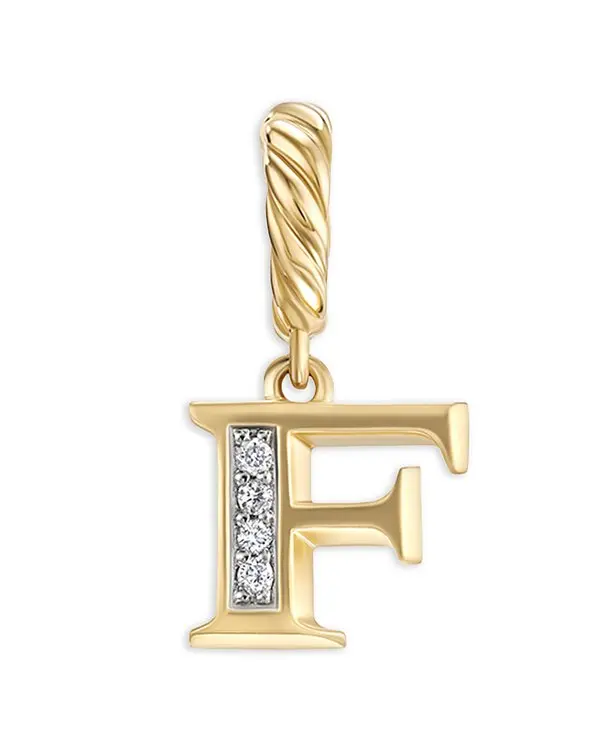 David Yurman 18k Gold Amulets Diamond Initial Pendant - F
