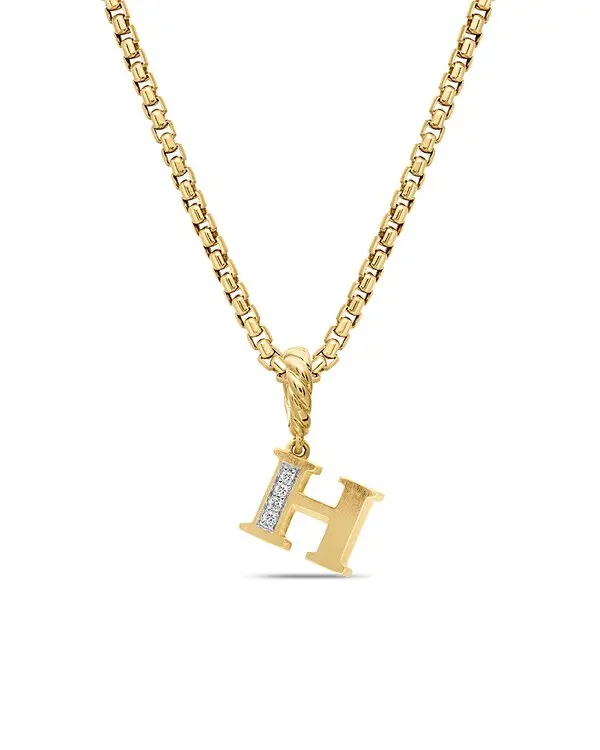 David Yurman 18k Gold Amulets Diamond Initial Pendant - H