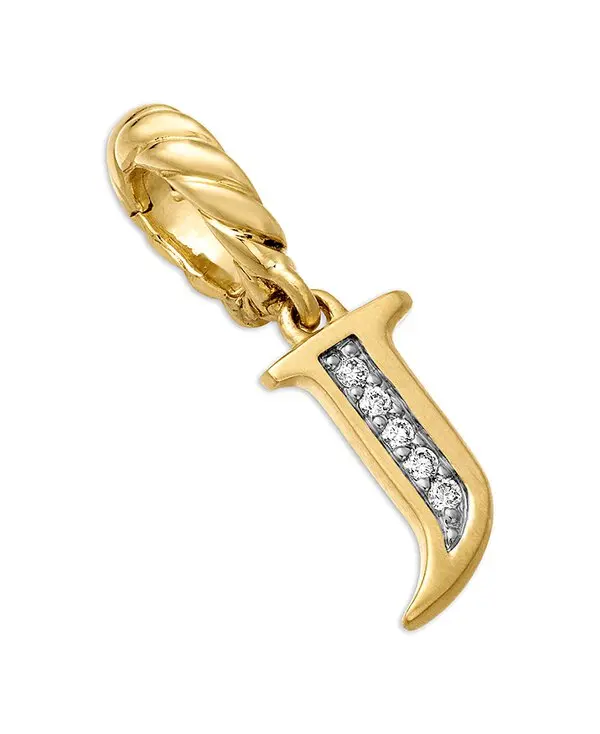 David Yurman 18k Gold Amulets Diamond Pave Initial Pendant - J