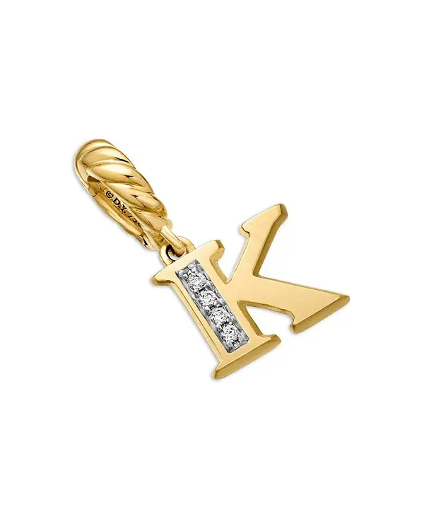 David Yurman 18k Gold Amulets Diamond Pave Initial Pendant - K