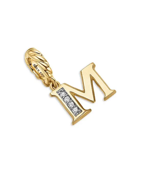 David Yurman 18k Gold Amulets Diamond Initial Pendant - M
