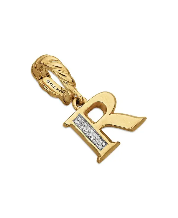 David Yurman 18k Gold Amulets Diamond Pave Initial Pendant - R