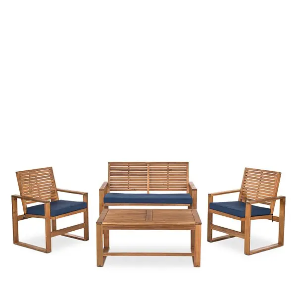 SAFAVIEH Ozark 4 Piece Outdoor Living Set - Navy