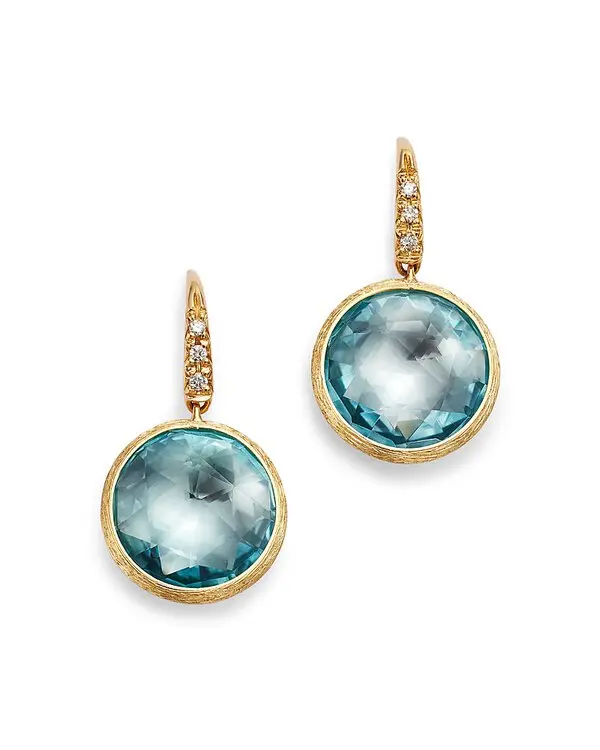 Marco Bicego 18k Yellow Gold Topaz And Diamond Drop Earrings - Blue/gold