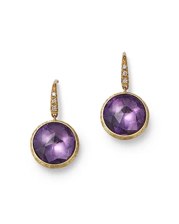 Marco Bicego 18k Yellow Gold Jaipur Diamond & Amethyst Hook Earrings - Purple/gold