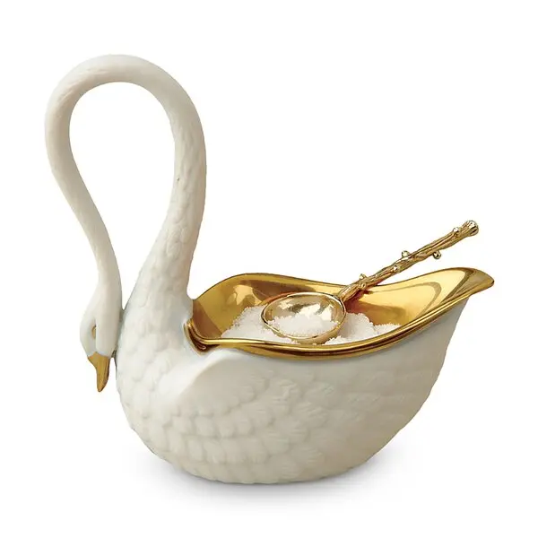 L'Objet Swan Salt Cellar - White/gold