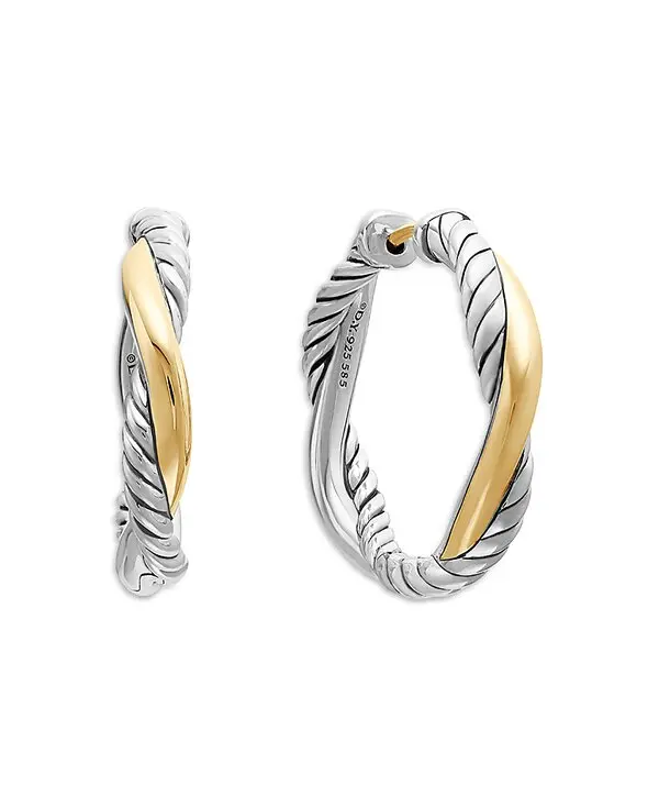David Yurman Petite Infinity Hoop Earrings - Silver/gold