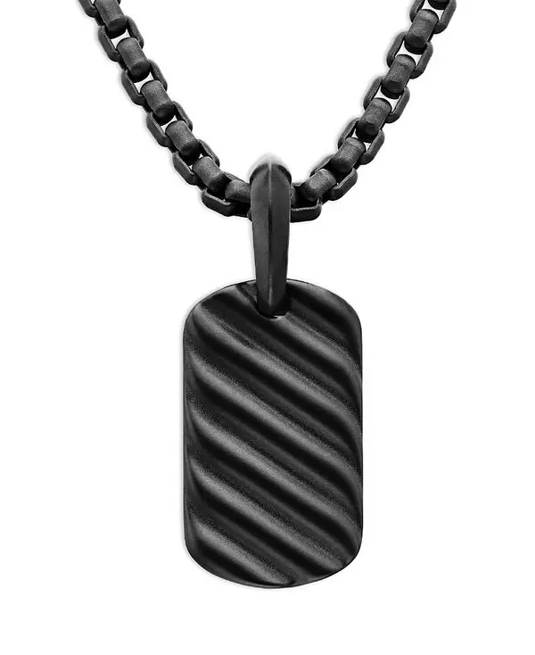 David Yurman Sculpted Cable Tag In Titanium, 21mm - Black