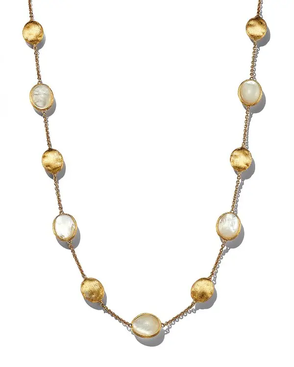 Marco Bicego 18k Yellow Gold Siviglia Mother Of Pearl Beaded Station Necklace - White/gold