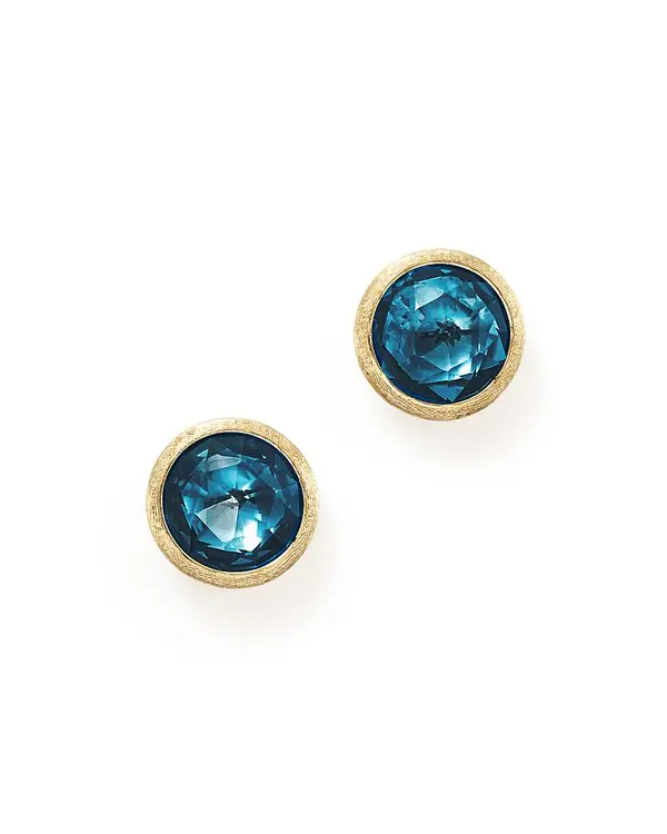 Marco Bicego 18k Yellow Gold Jaipur London Blue Topaz Stud Earrings - Blue/gold