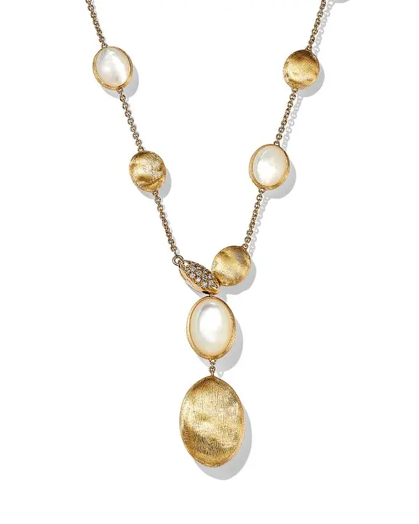 Marco Bicego 18k Yellow Gold, Mother Of Pearl & Diamond Lariat Necklace - Yellow/white