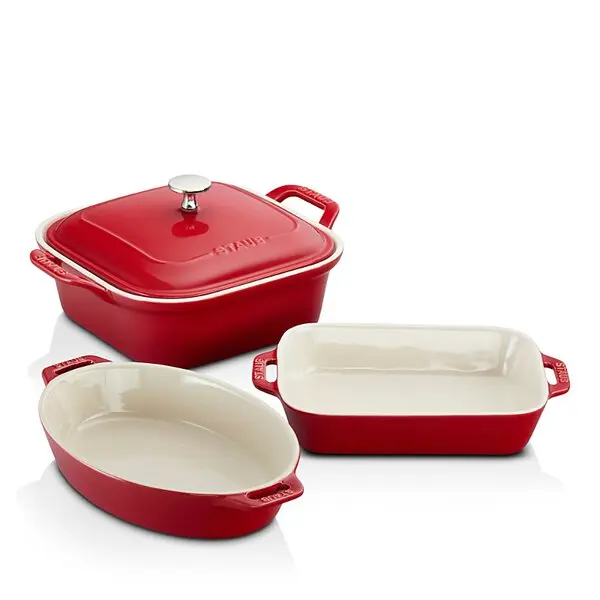 STAUB Ceramics 4-pc Mixed Baking Dish Set - Cherry