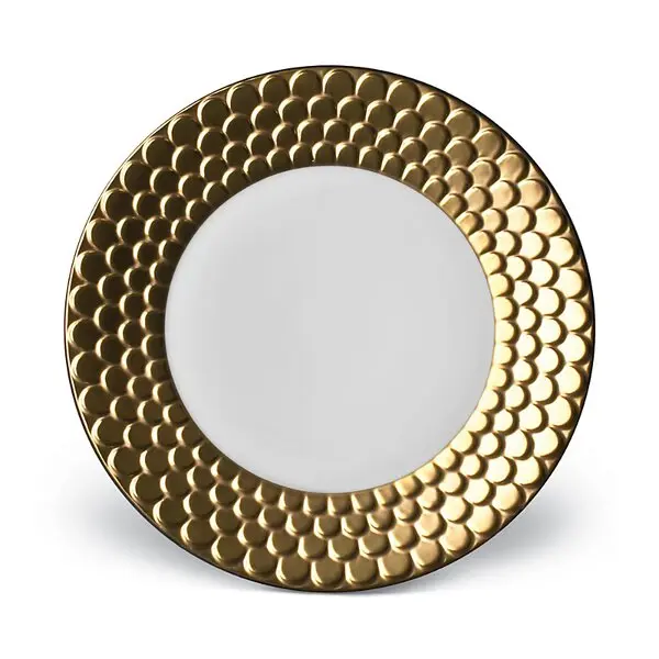 L'Objet Aegean Sculpted Dessert Plate - White/k Gold
