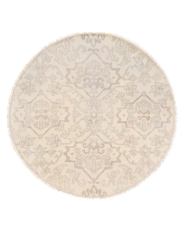 SURYA Hillcrest Hil-9040 Round Area Rug, 8' Round - Light Gray/camel/taupe